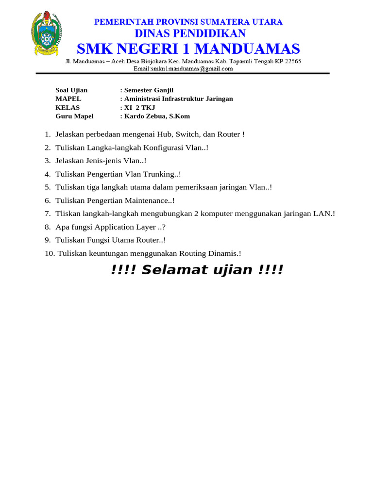 Administrasi Infrastruktur Jaringan XI TKJ Dua 2 | PDF