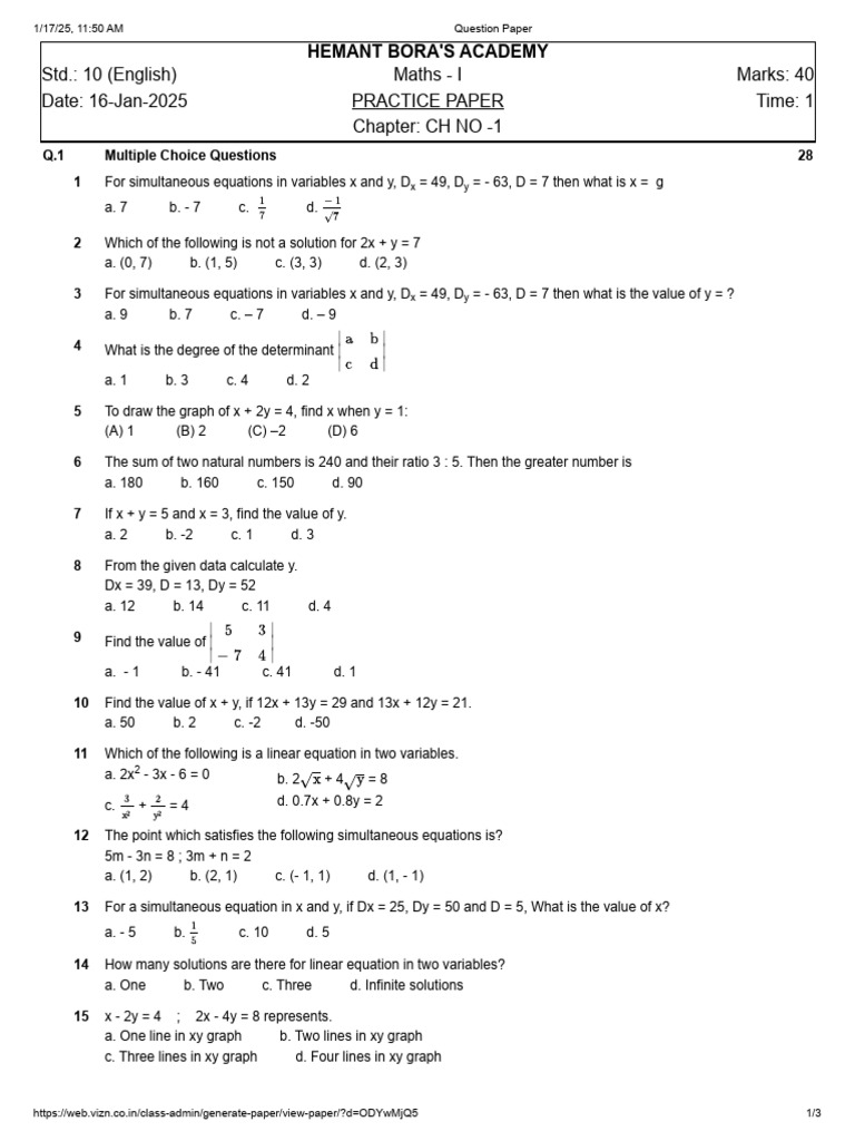 SSC - X - Algebra - 10TH M1 CH-1 - 543897 | PDF | Equations ...