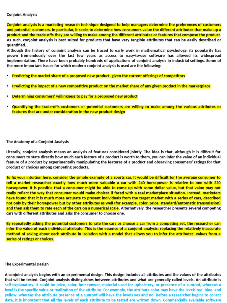 Conjoint Analysis | PDF | Utility | P Value