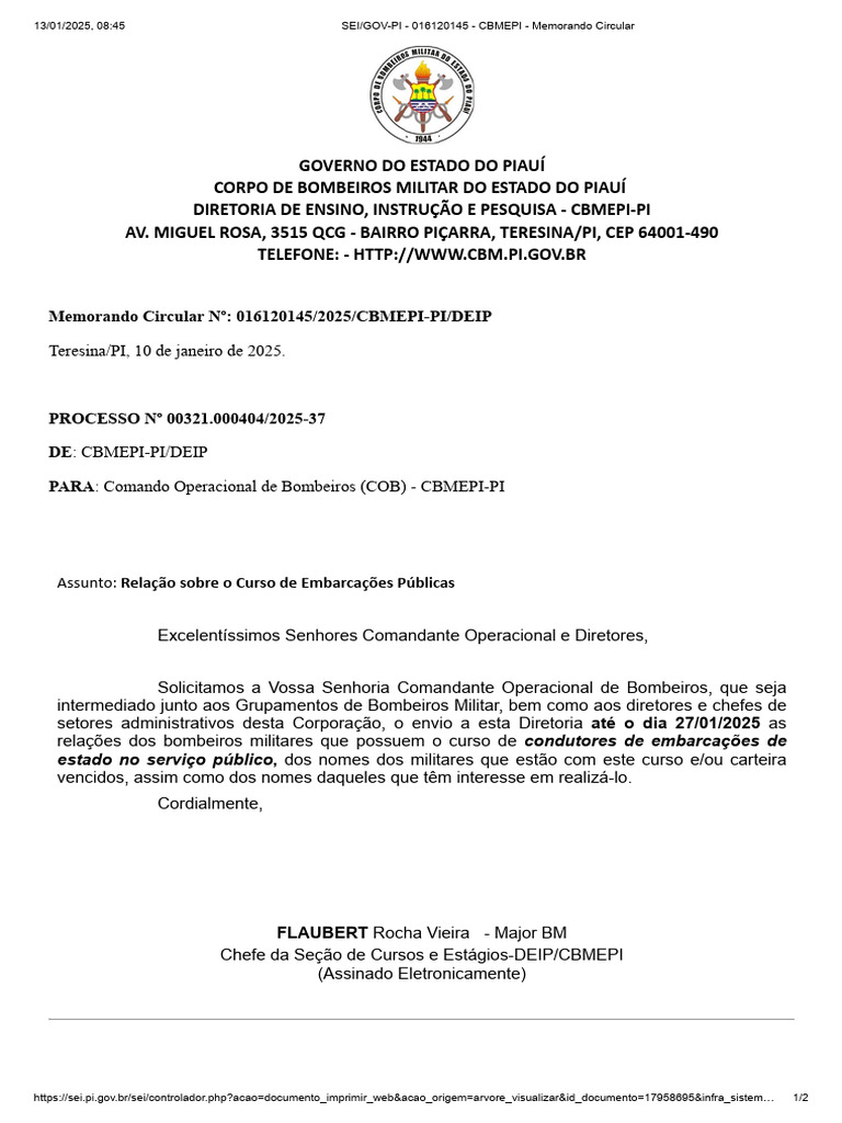 Sei - Gov-Pi - 016120145 - Cbmepi - Memorando Circular | PDF