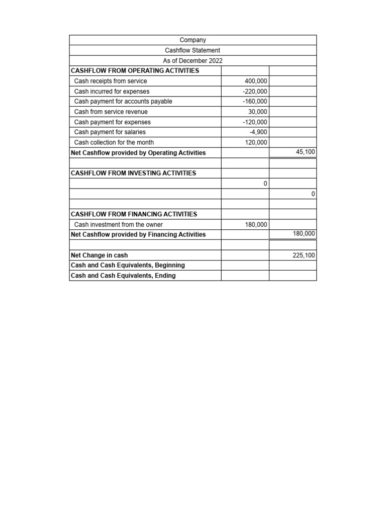 Cashflow Statement Activity 2 - Sheet1 | PDF