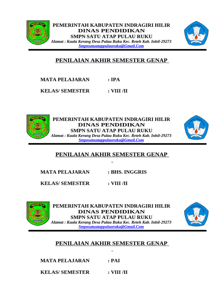 Cover Map Ujian | PDF