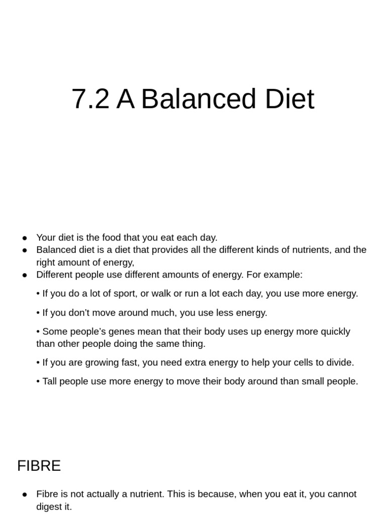 Understanding a Balanced Diet | PDF