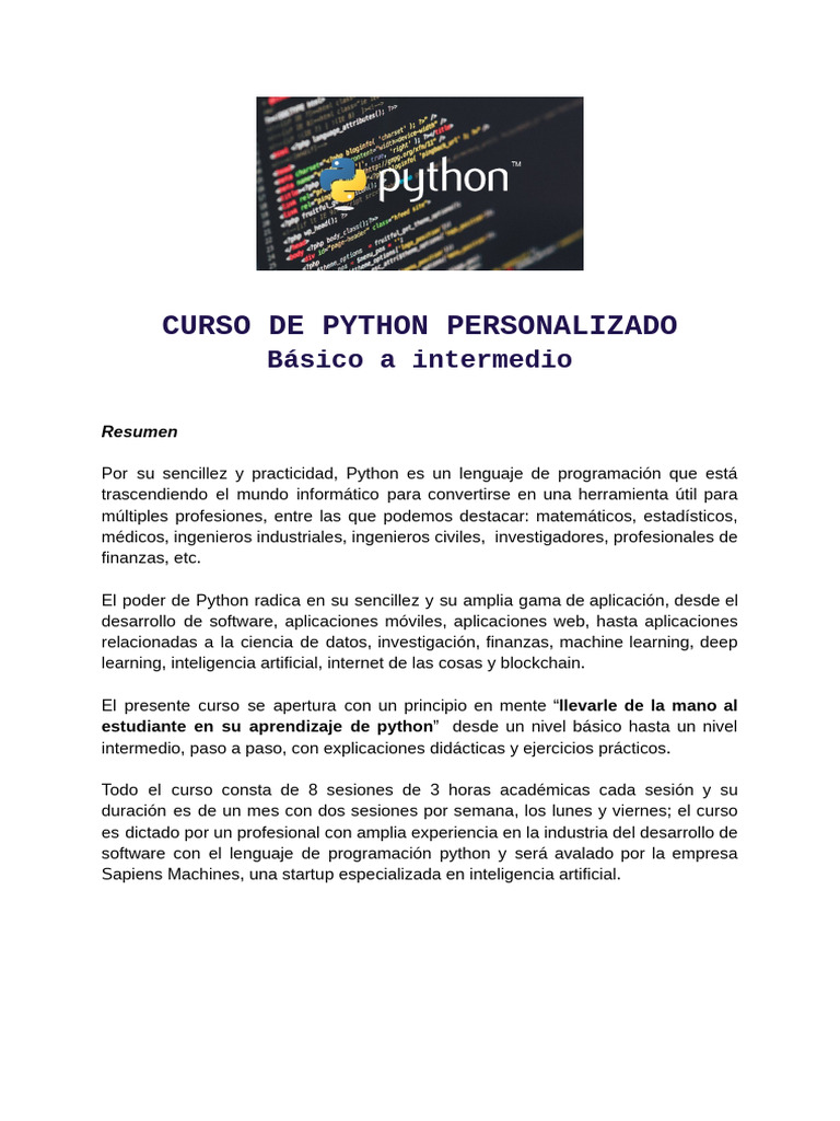 Curso Personalizado de Python | PDF | Python (lenguaje de programación) | Aprendizaje automático