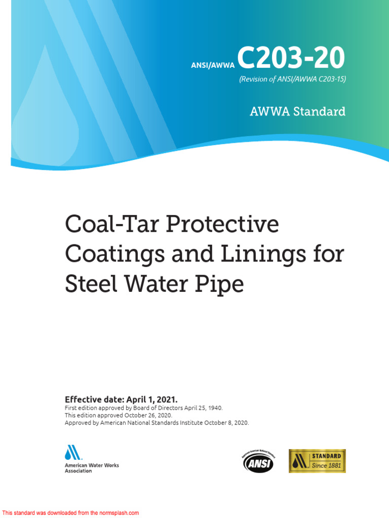 AWWA C203: Coal-Tar Coatings Standard | PDF