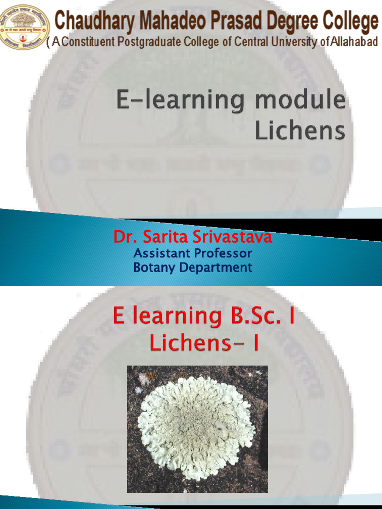 E Learning BSC I Lichens | PDF | Biology | Mycology