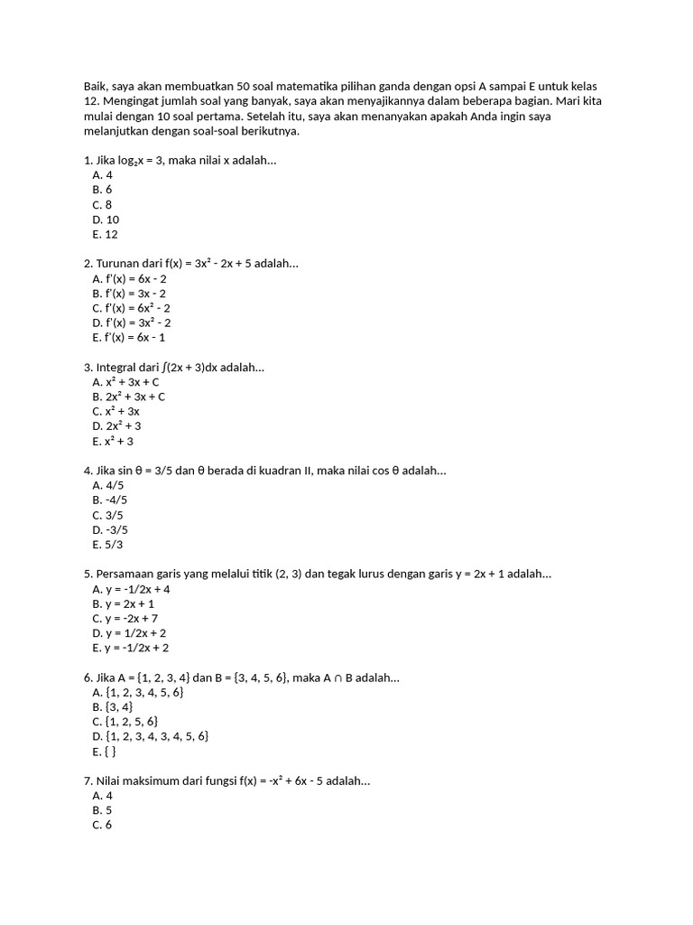 Soal Matematika Paket C | PDF