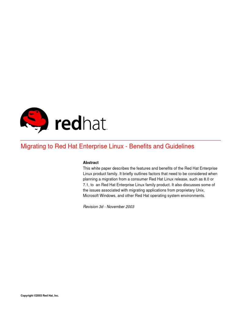 Migrating To Redhatenterpriselinux Pdf Linux Unix