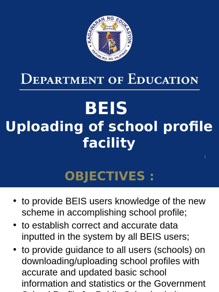 BEIS Uploading of School Profile Facility | PDF | Data | Data Management