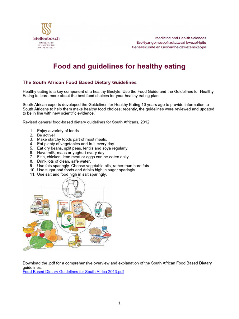 South African Food Based Dietary Guidelines | PDF