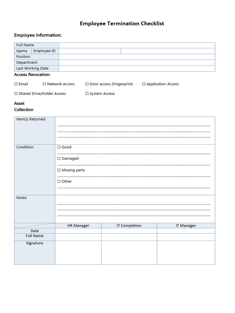 Employee Termination Checklist PDF | PDF