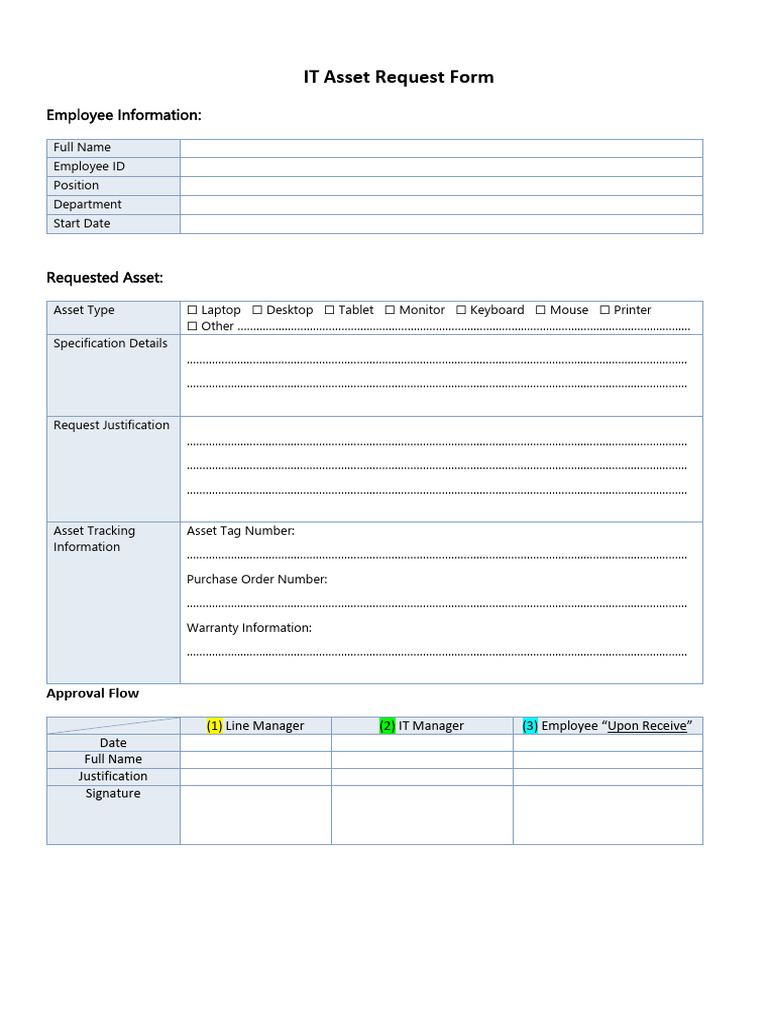 IT Asset Request Form | PDF