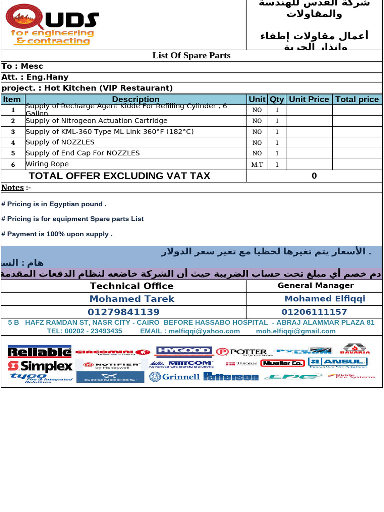 List of Spare Parts | PDF