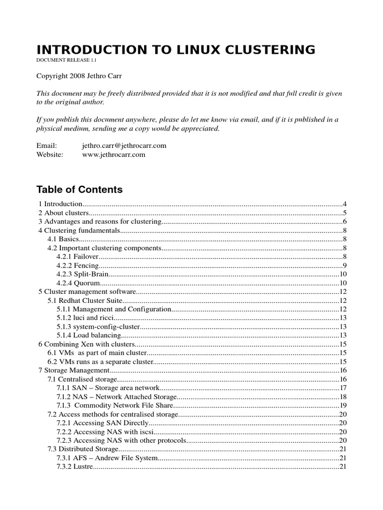 Introduction Linux Clustering 1.1 | PDF | Computer Cluster | Replication (Computing)