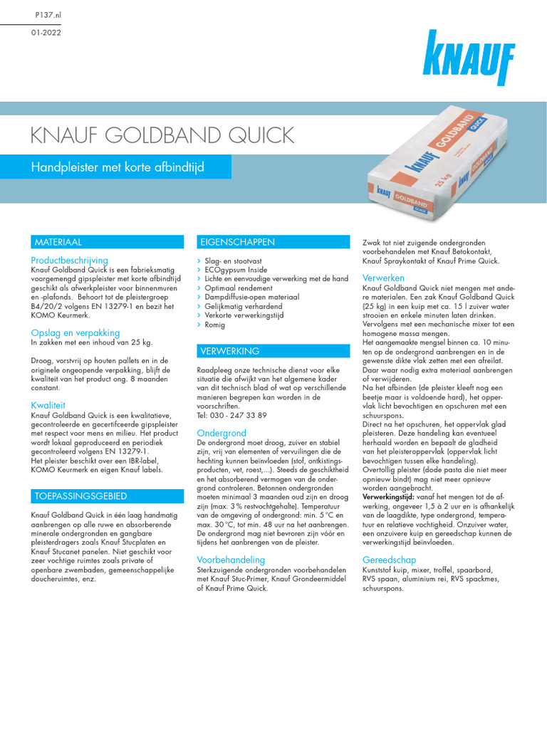 Goldband Quick - Technisch Blad | PDF