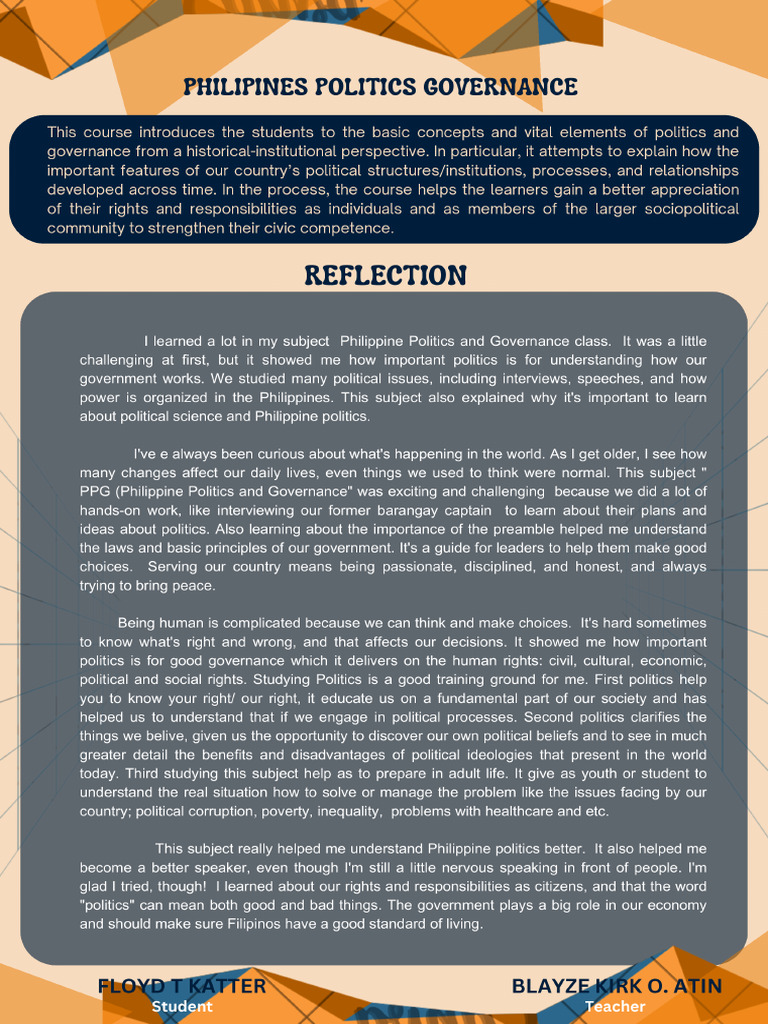 Philippine Politics and Governance Reflection - 20250209 - 092519 ...