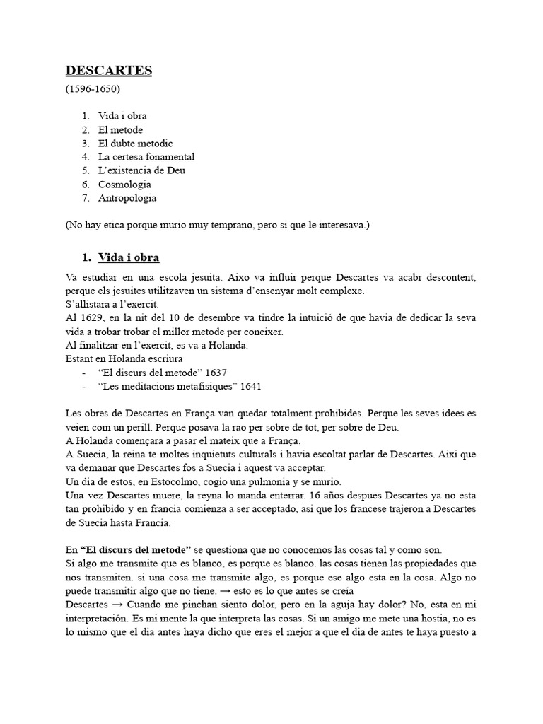 DESCARTES - 2n BATX | PDF