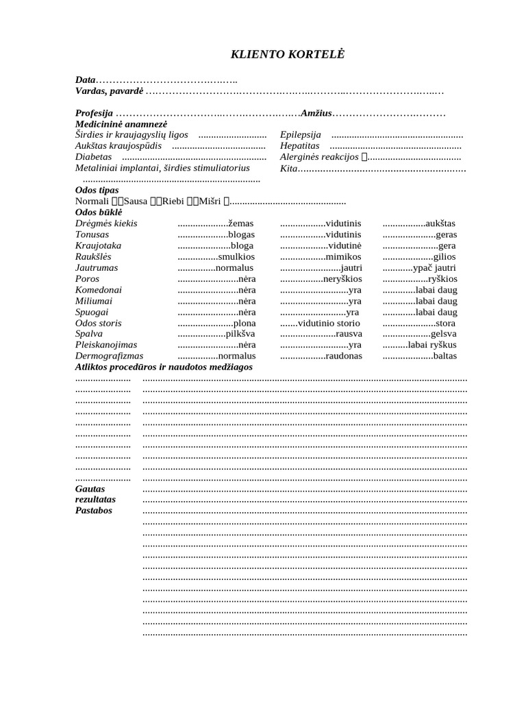 Kliento Kortele Man | PDF