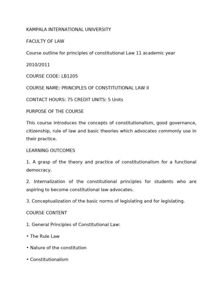 Principles of Constitutional Law II Outline | PDF | Constitutional Law | Separation Of Powers