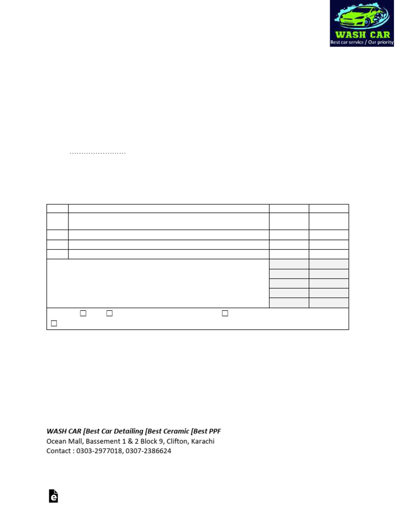 wash car detailing Invoice | PDF