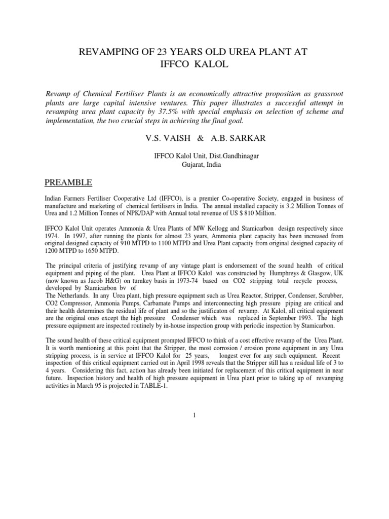 Revamping Old Urea Plant | PDF | Home & Garden | Science & Mathematics