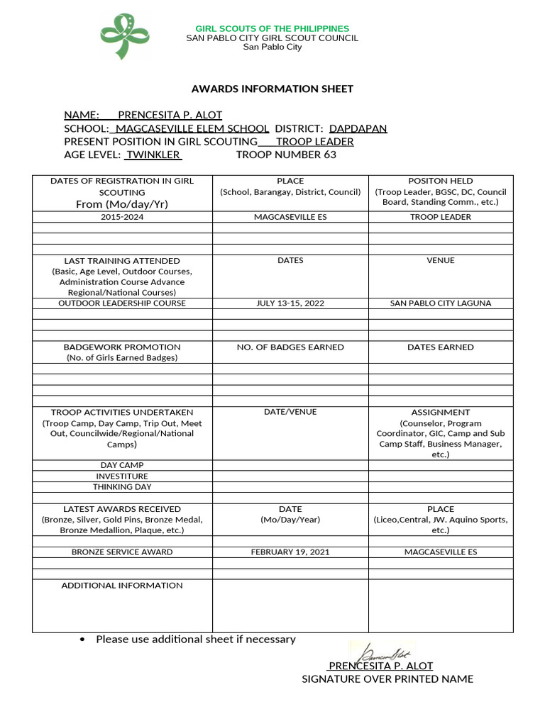 GSP awards-information-sheet PRINCESS | PDF | Scouting And Guiding ...