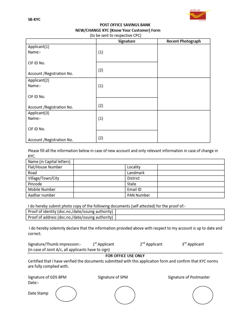 Post Office KYC Form Submission Guide | PDF