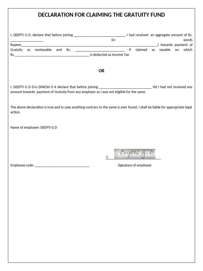 Gratuity Fund Declaration and Nomination Form | PDF | Gratuity | Economies