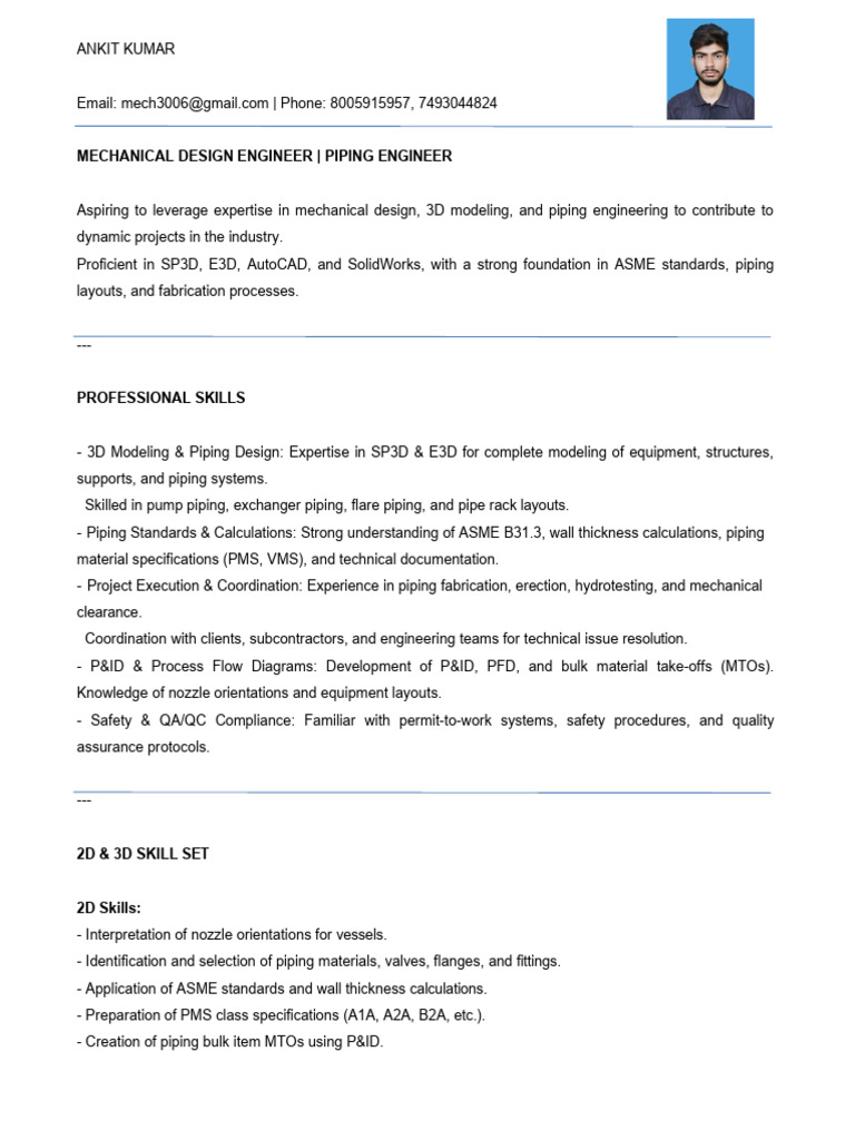 Ankit - Kumar - Resume. Corporate pdf-1 | PDF | Pump | Pipe (Fluid ...