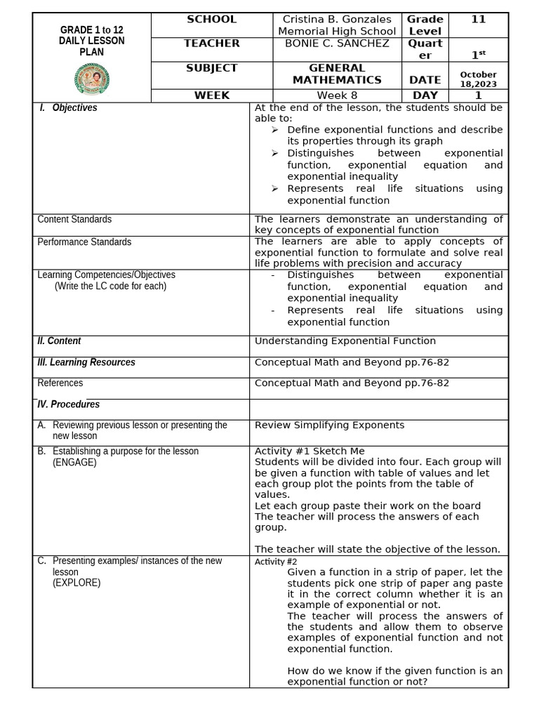 EXPONENTIAL FUNCTION | PDF | Function (Mathematics) | Exponential Function