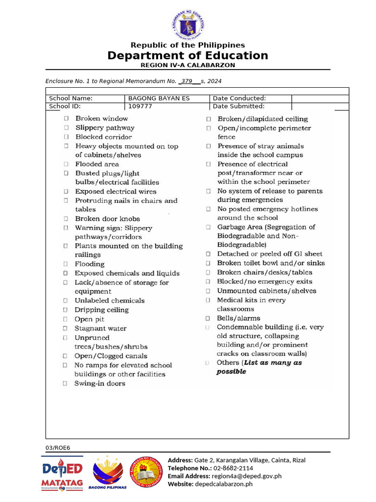 School Watching Checklist | PDF