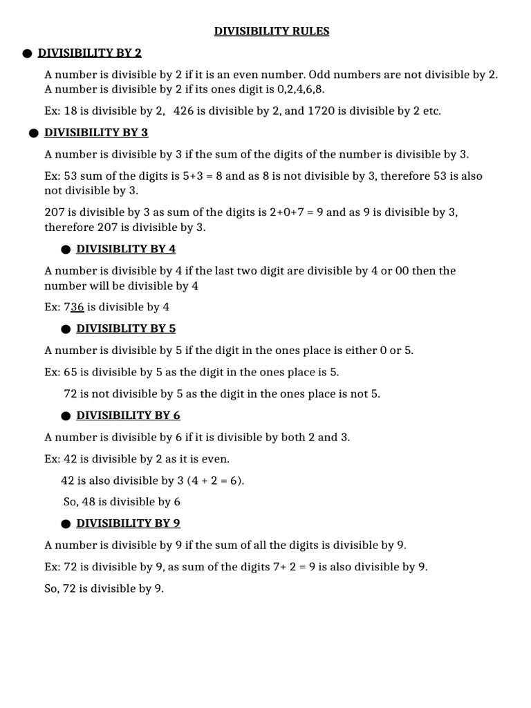 Divisibility Rules Explained | PDF