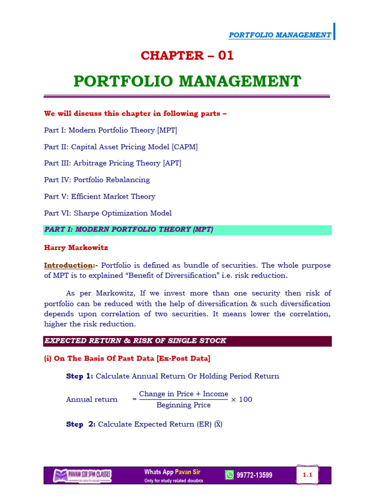 Concept Book Combo - 01 afm book | PDF | Capital Asset Pricing Model | Modern Portfolio Theory