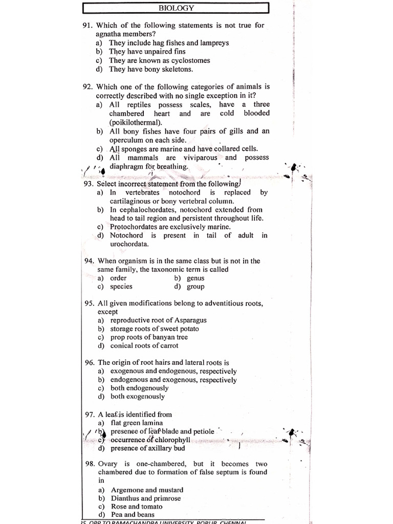 11th Biology (All Chapters) WS | PDF