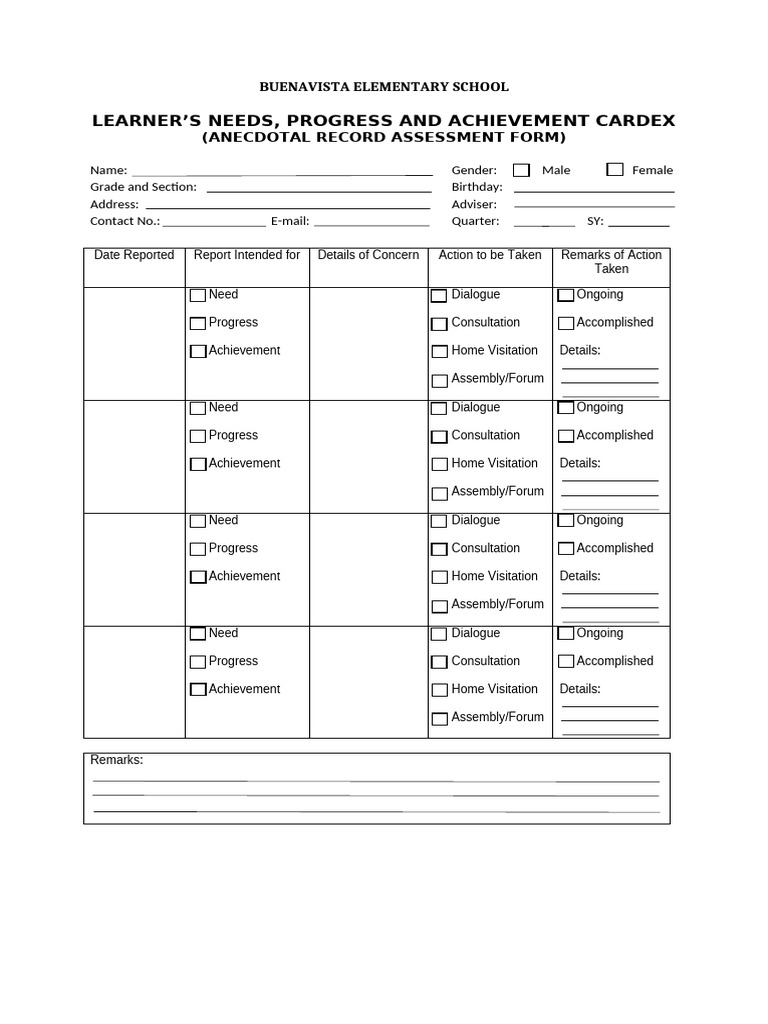 Anecdotal Record | PDF