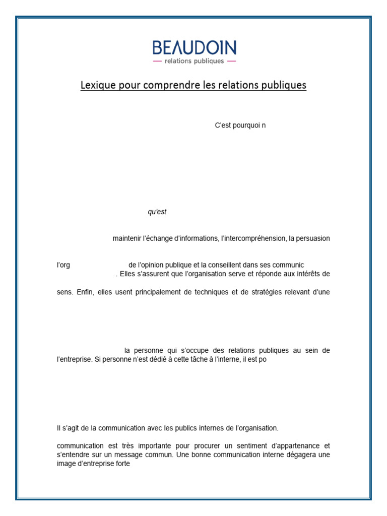Lexique des relations publiques | PDF | la communication | Marque