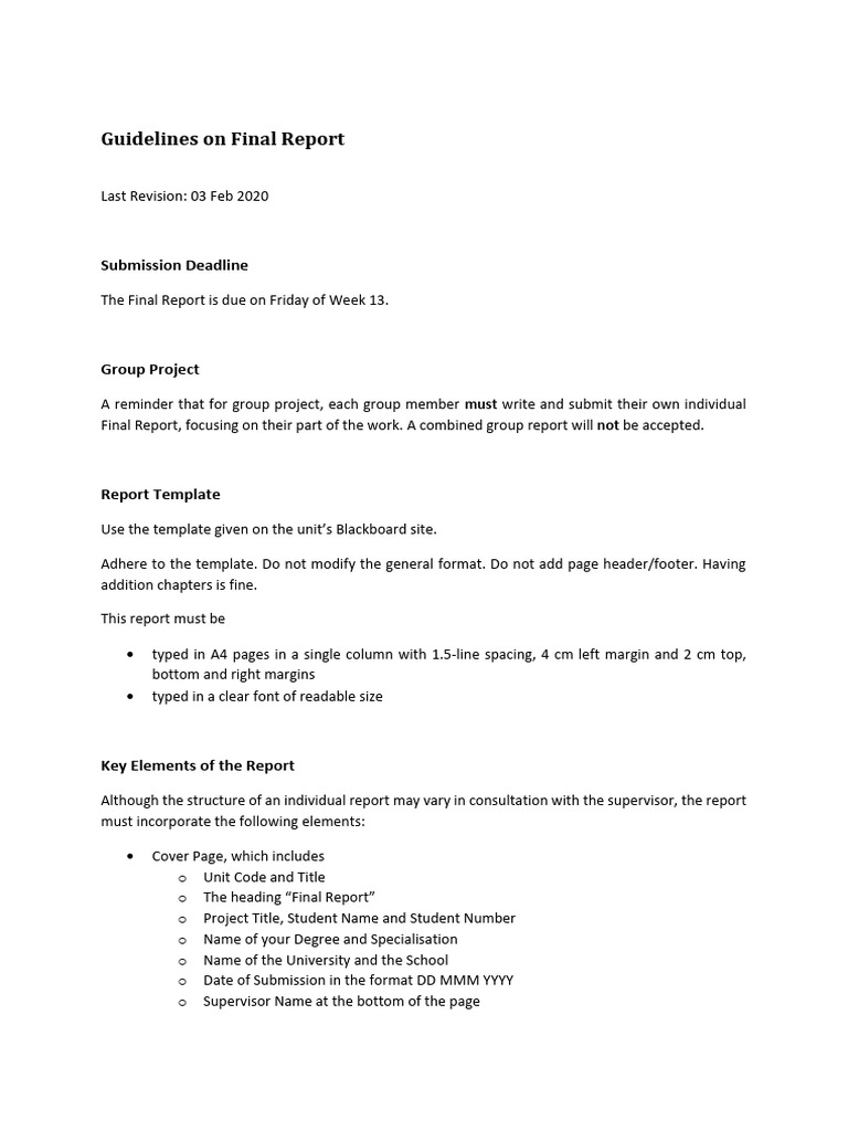 Guidelines On Final Report v7 | PDF | Abstract (Summary) | Citation
