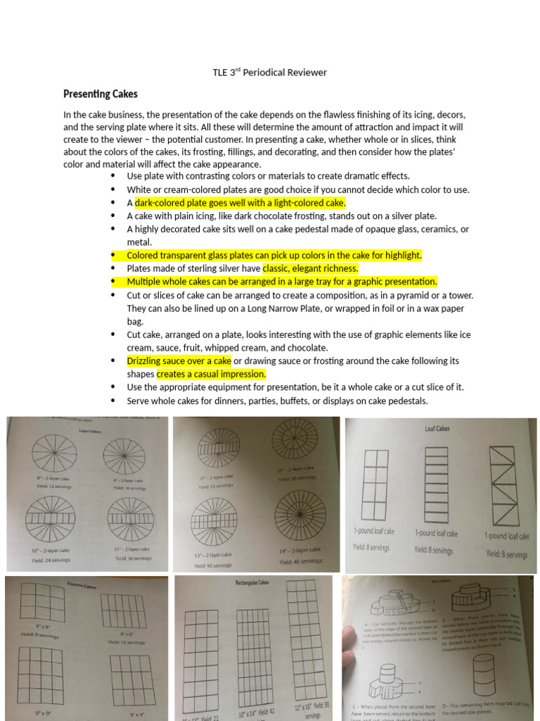 TLE 3rd Periodical Reviewer | PDF | Cakes | Refrigerator