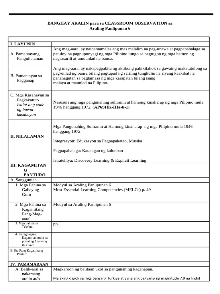 Co Lesson Plan Arpan 6 | PDF