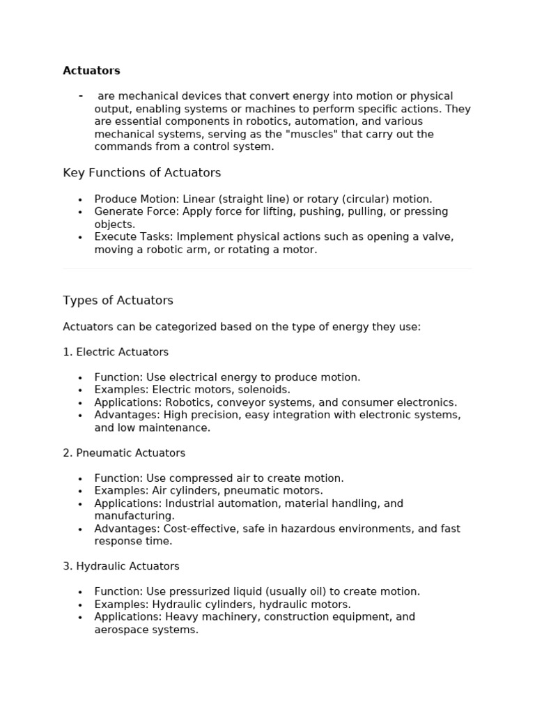 Actuators | PDF | Actuator | Electric Motor