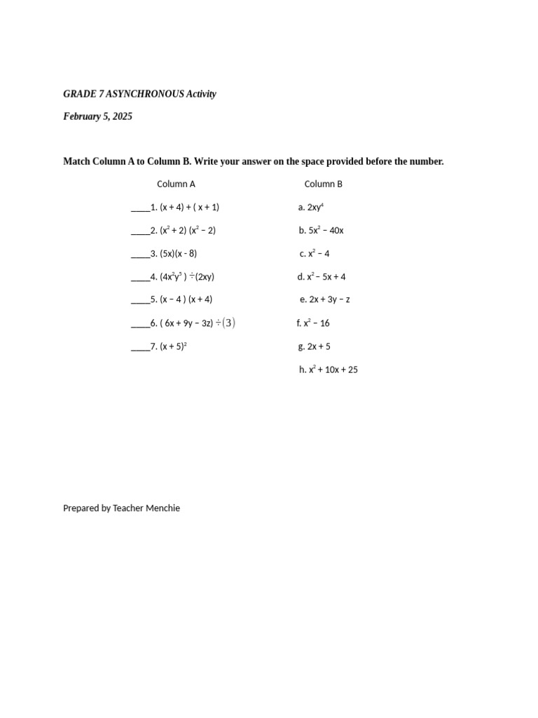 Grade 7 Asynchronous Activity | PDF
