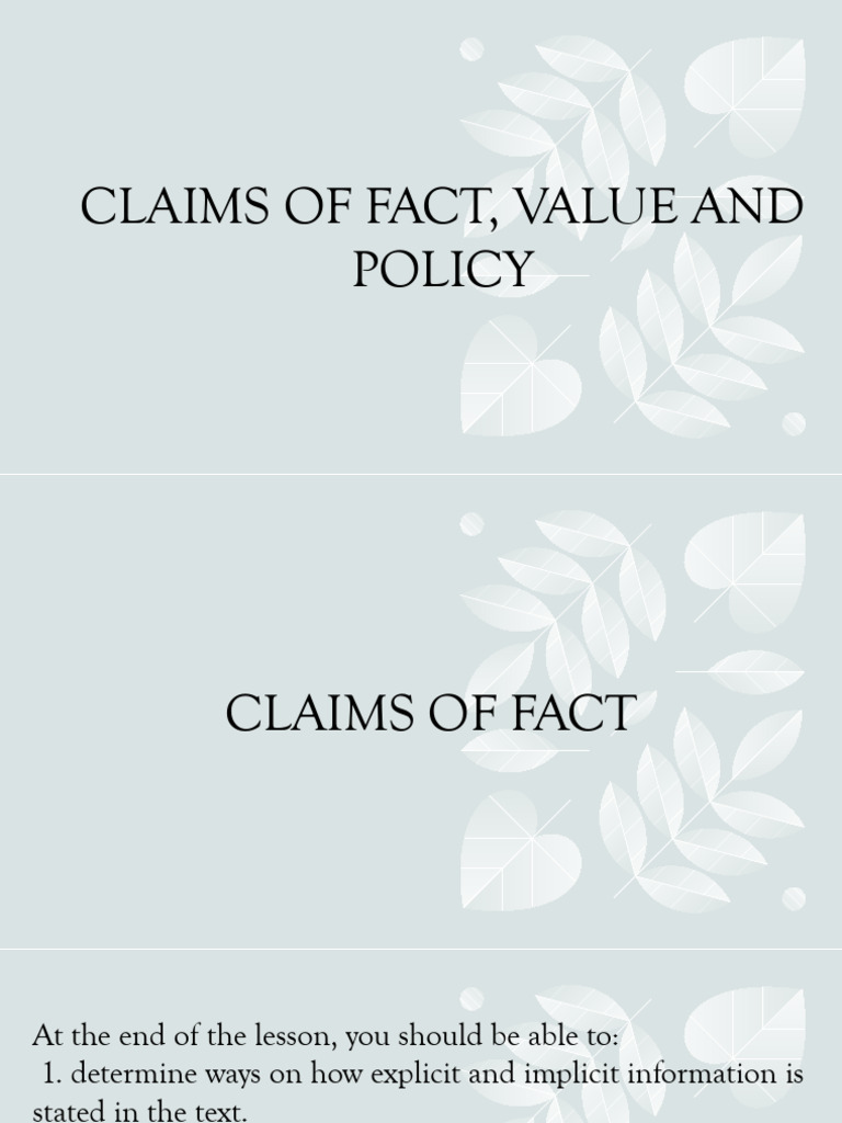 Understanding Claims of Fact, Value, and Policy | PDF | Causality ...