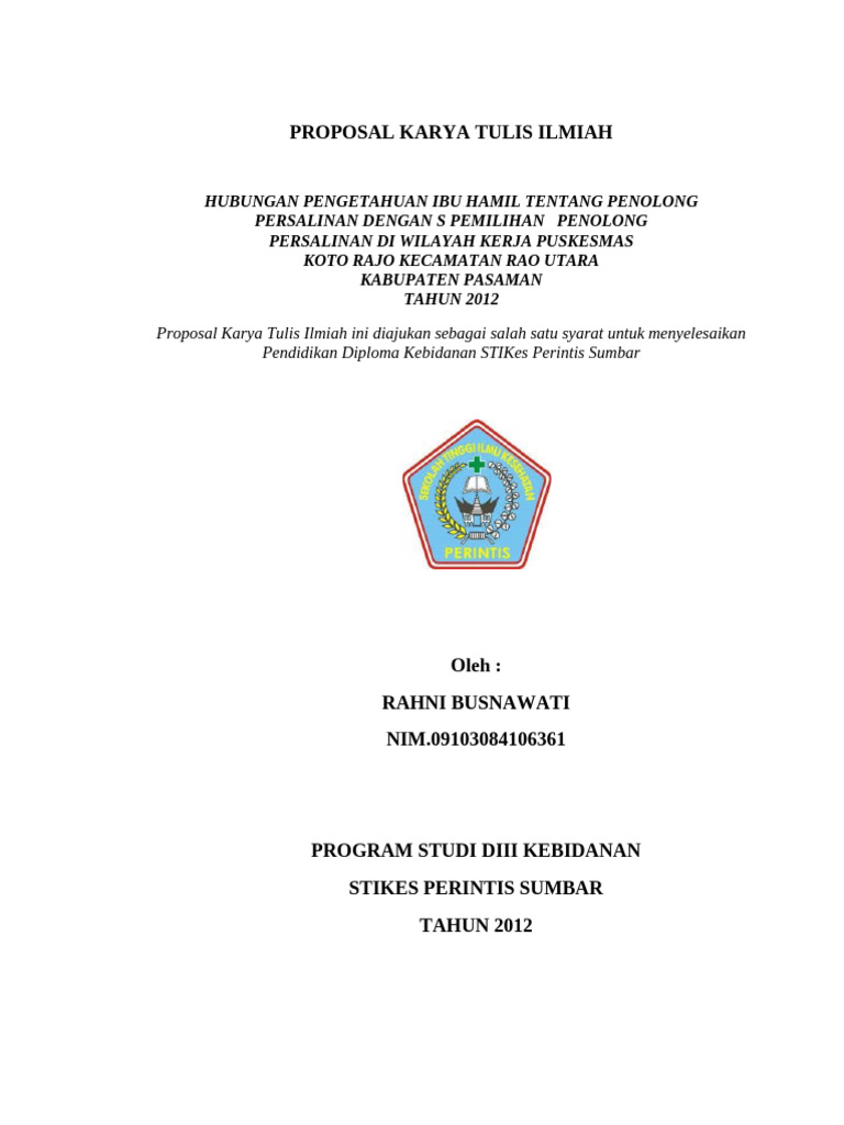 PROPOSAL KARYA TULIS ILMIAH ......................... | PDF