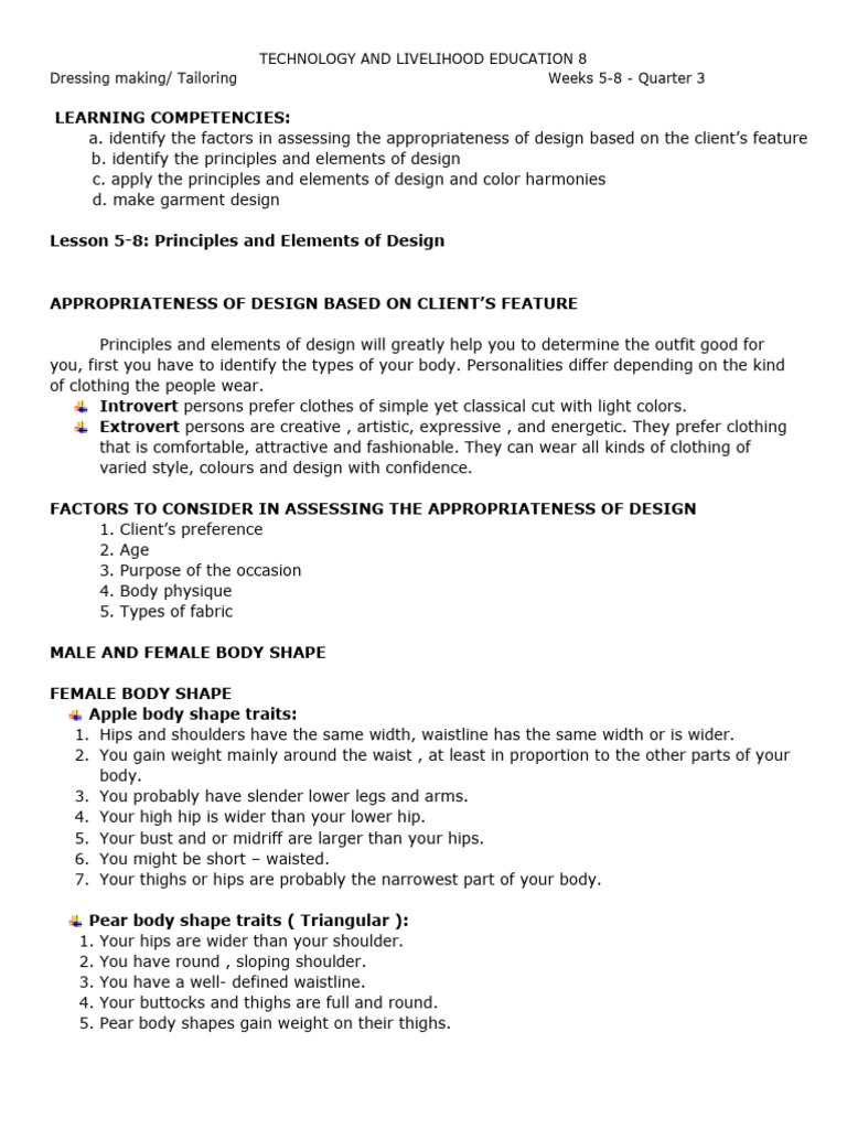 GRADE 8 (LESSON 5-8) | PDF | Color | Body Shape