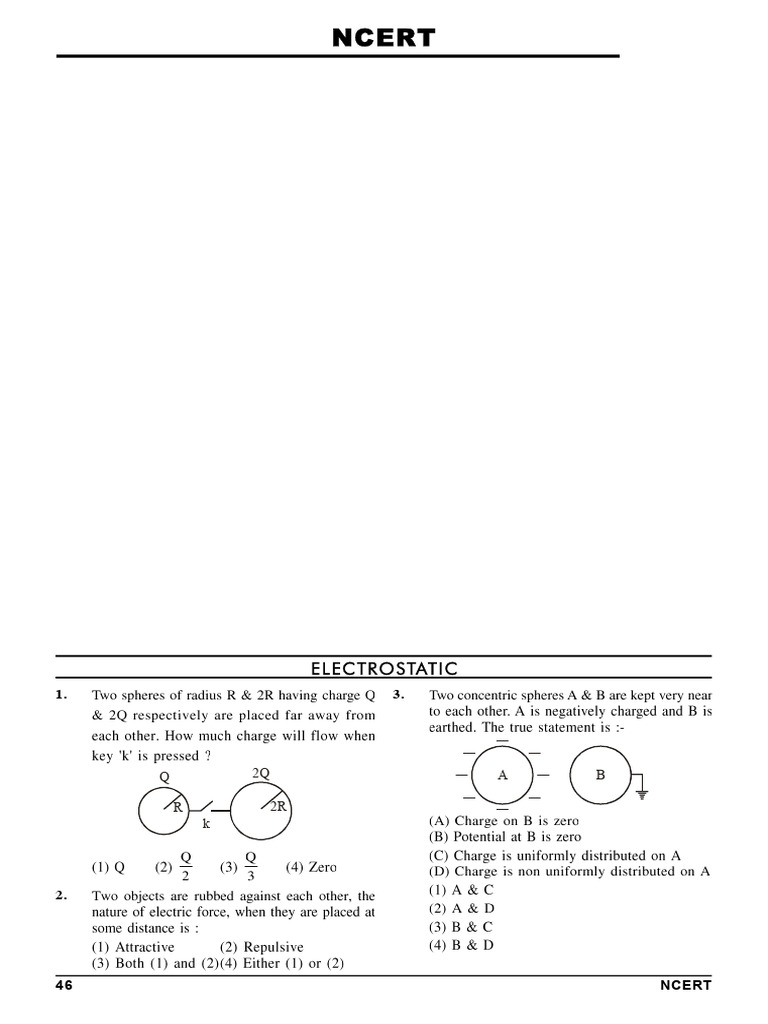 NCERT Electrostatics Capsule | PDF | Electrical Components ...