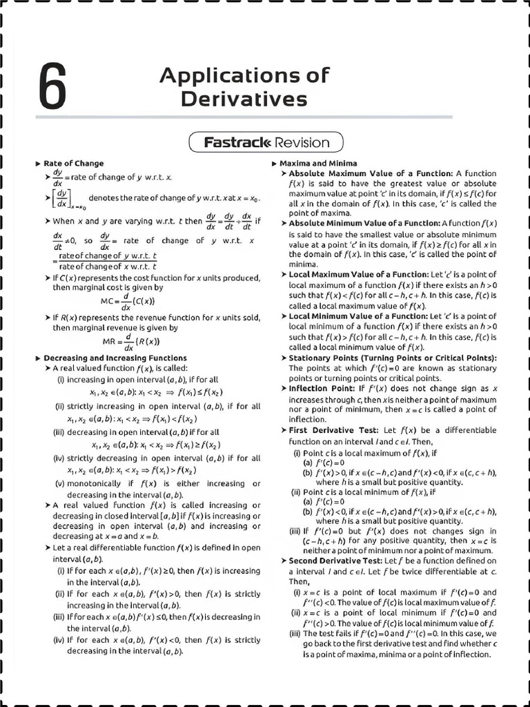 Applications of Derivatives-1 | PDF