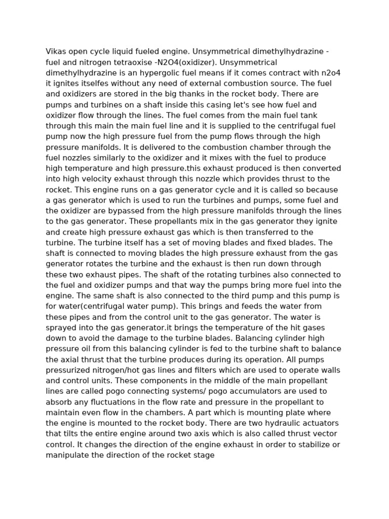 vikas | PDF | Rocket Engine | Rocket Propellant