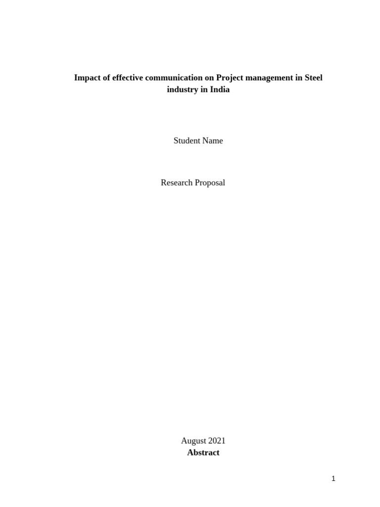 Research Proposal - Impact of Effective Communication On Project ...