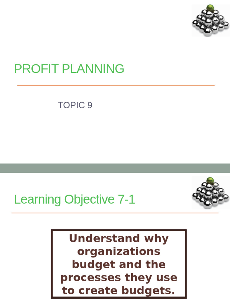 Topic 9 PROFIT PLANNING | PDF | Equity (Finance) | Retained Earnings