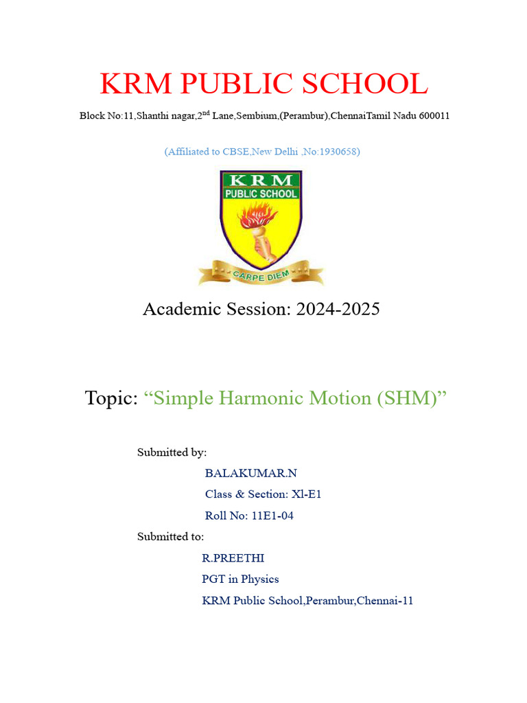 KRM PUBLIC SCHOOL project | PDF | Qualifications | Adolescence